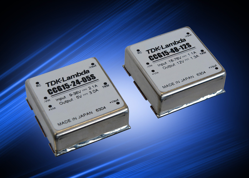 TDK's wide-input-range 15W DC-DC converters have six-sided shielding
