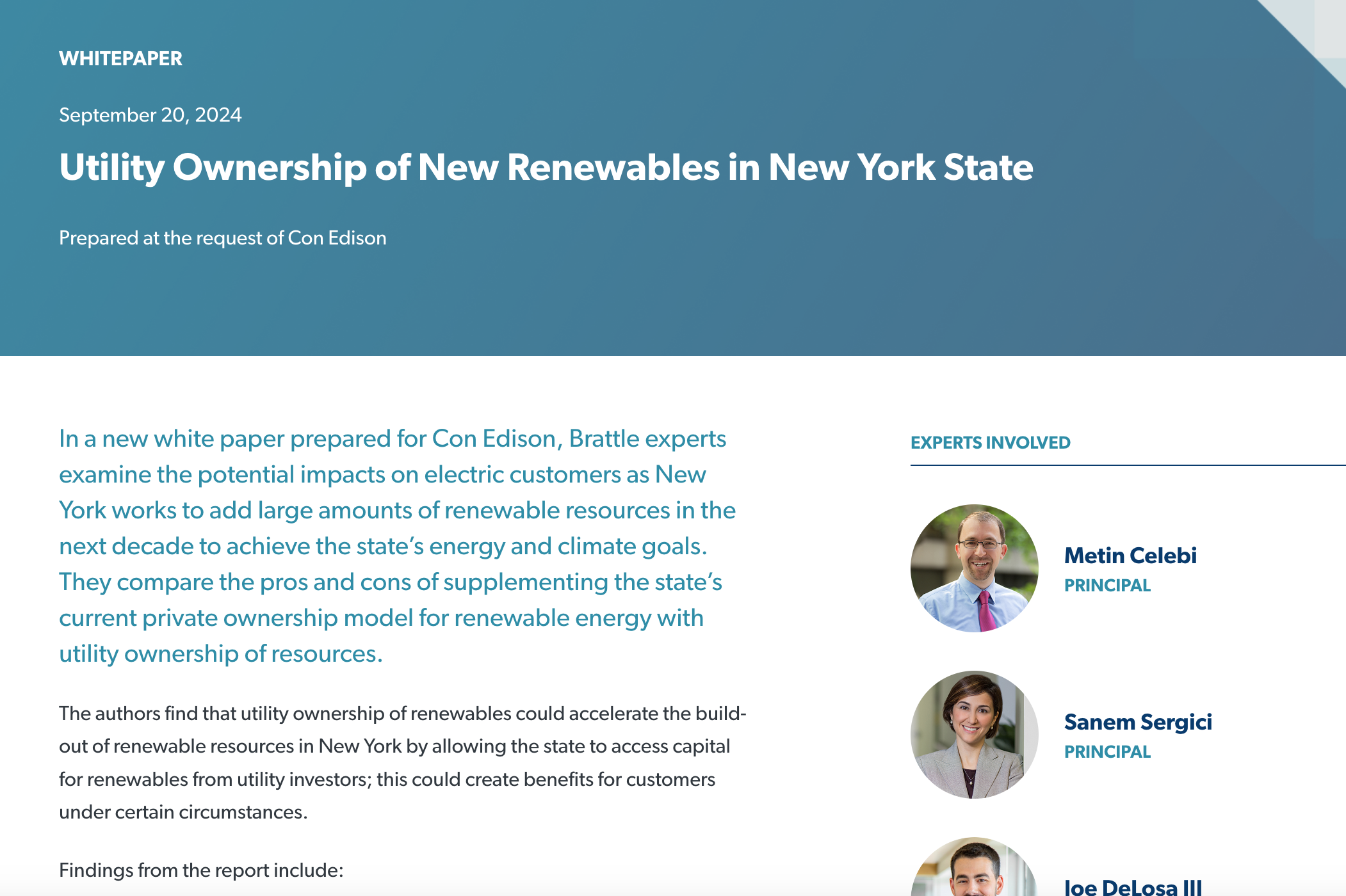 Brattle White Paper Analyzes the Pros and Cons of Utility Ownership of ...