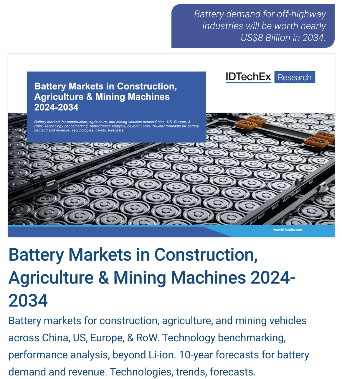 IDTechEx Unpacks the Electrification of CAM Machines